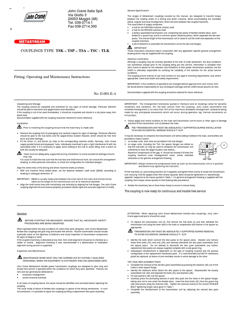 Couplings Type TSK - TSP - Tsa - TSC - TLK | Download Free PDF ...