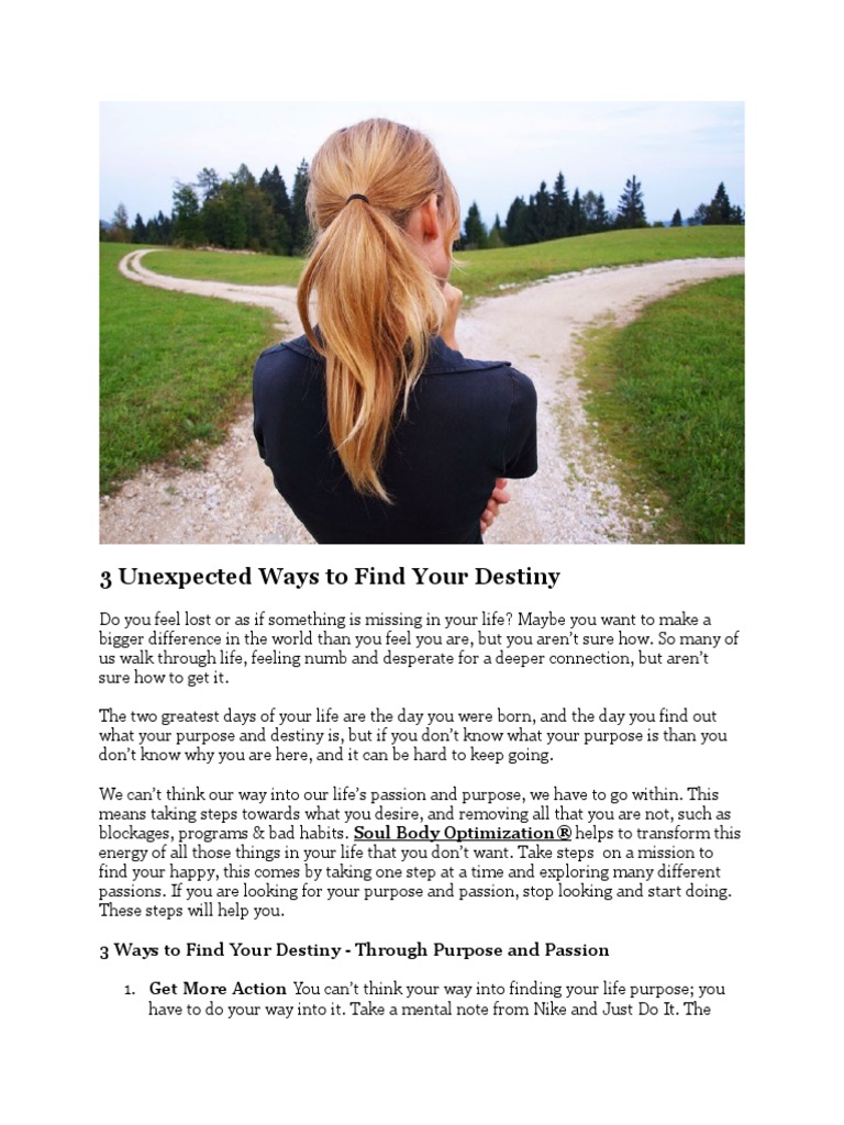 3 Unexpected Ways To Find Your Destiny | PDF | Meaning Of Life