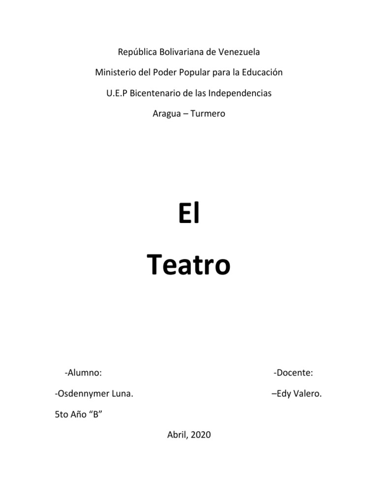 El Teatro | PDF | Teatro | Entretenimiento (general)