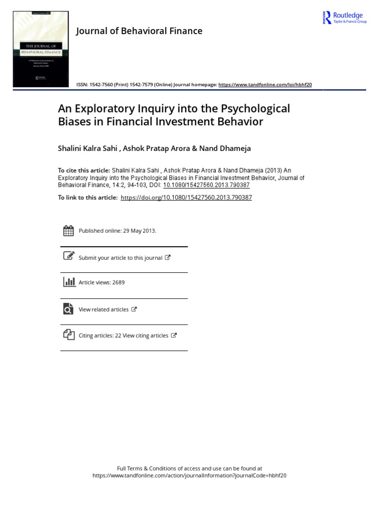 An Exploratory Inquiry Into The Psychological Biases in Financial ...