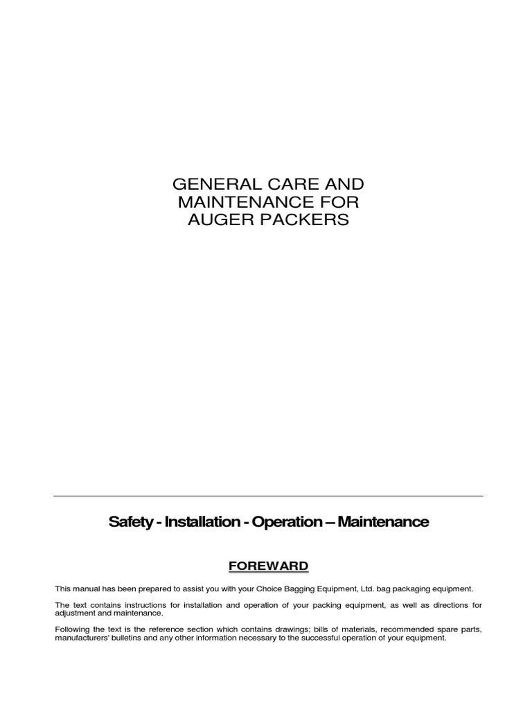 Cbe Auger Care and Maintenance Manual | PDF | Electrical Wiring ...
