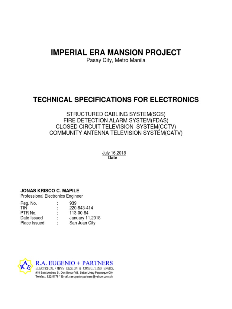 Tech Spec | PDF | Specification (Technical Standard) | Electrical ...