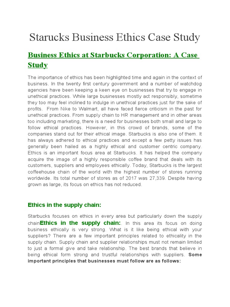 Starbucks Business Ethics Case Study | PDF | Starbucks | Supply Chain