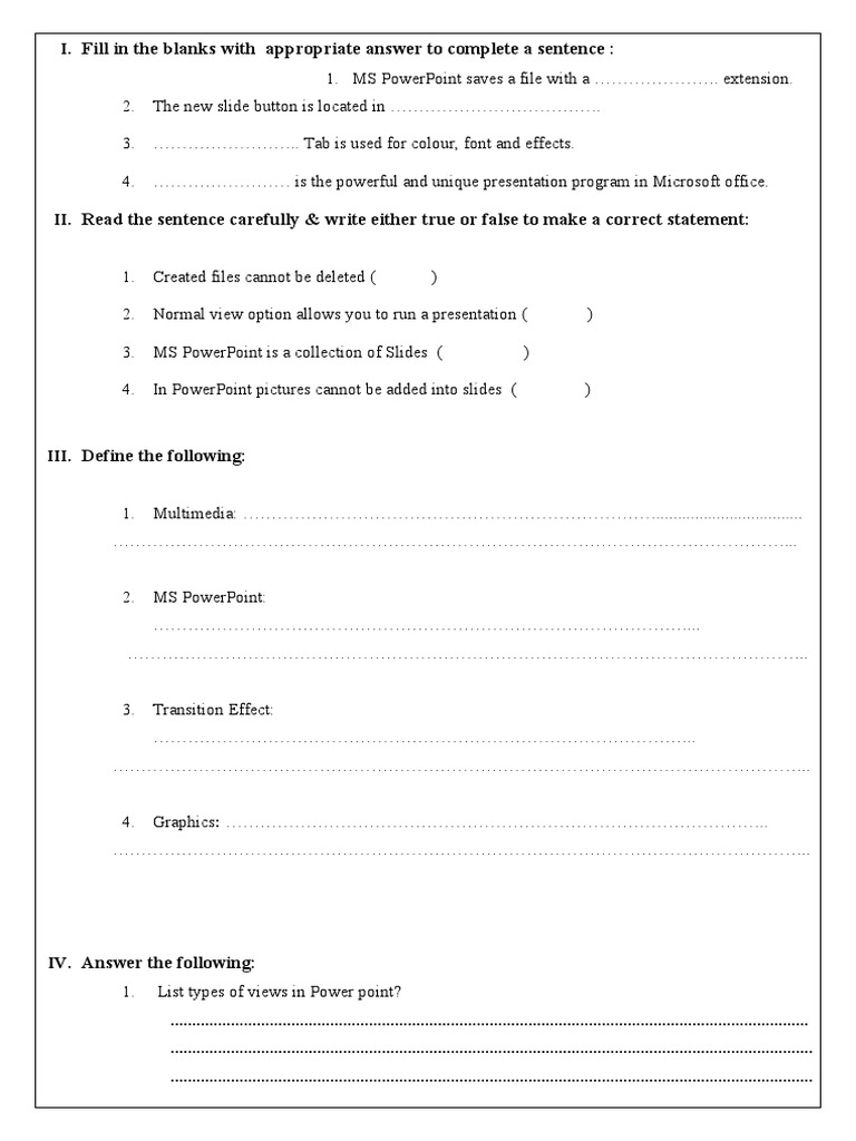 Questions On Powerpoint | PDF | Microsoft Power Point | Application ...