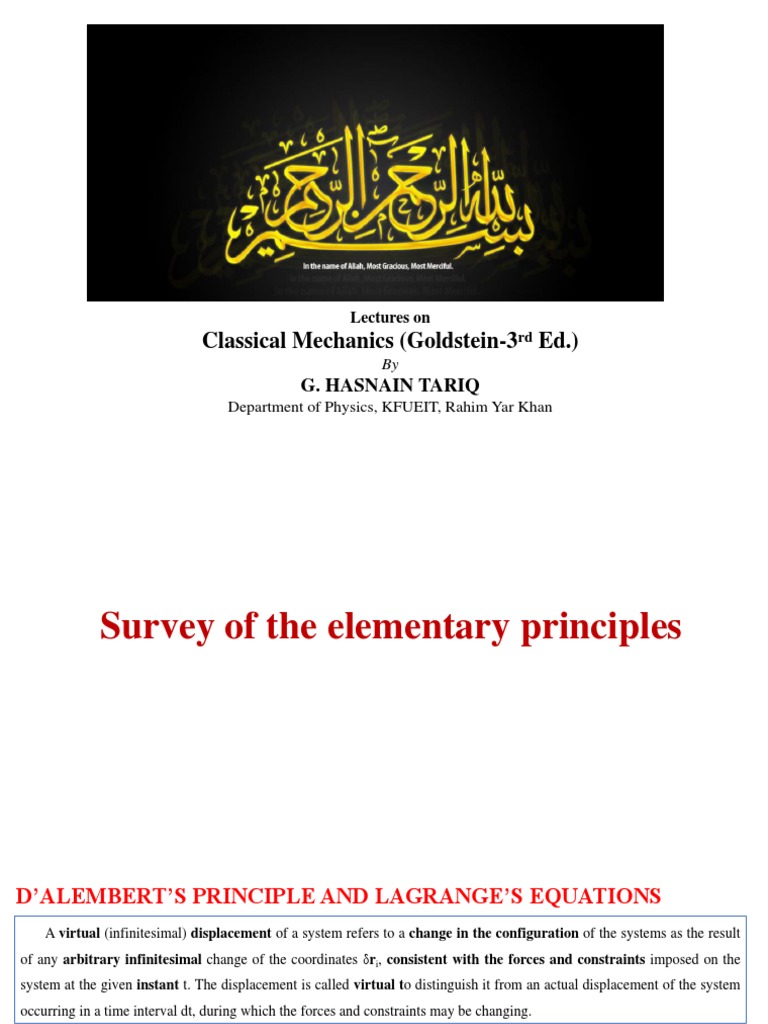 D-Alembert Principle and Lagrange's Equations | PDF | Scientific ...