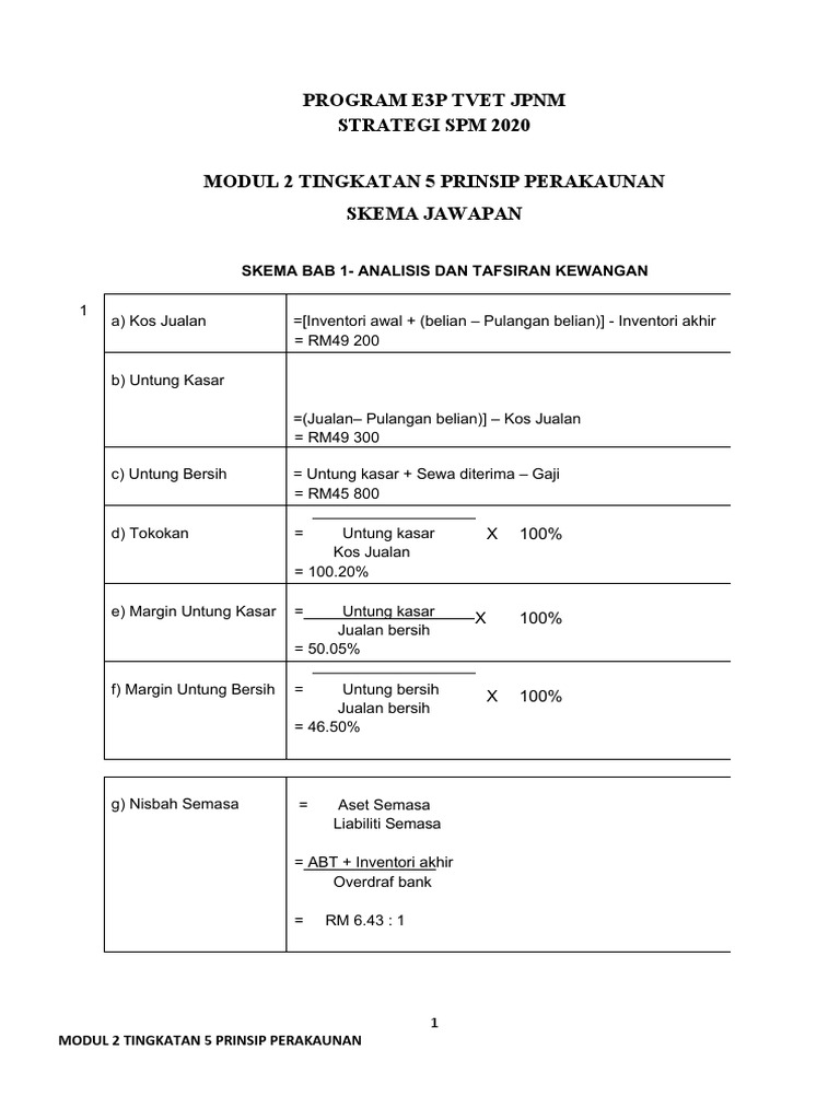 Skema Modul 2 T5 Prinsip Perakaunan PDF | PDF