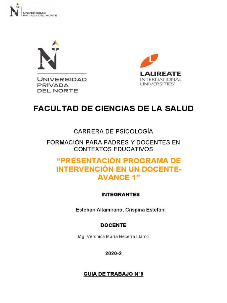 Avance 1 - Programa de Intervención - Cris Esteban Altamirano | PDF