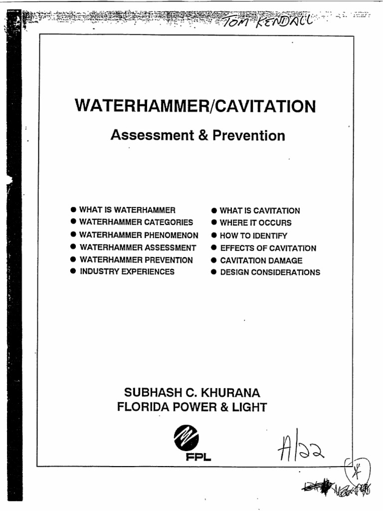 Water Hammer and Cavitation Guide | PDF | Statistical Mechanics | Gas ...