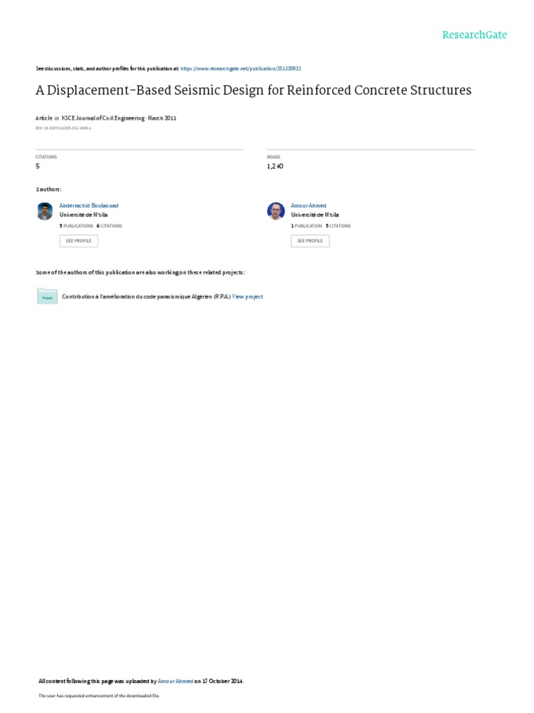 A Displacement-Based Seismic Design For Reinforced | PDF | Solid ...