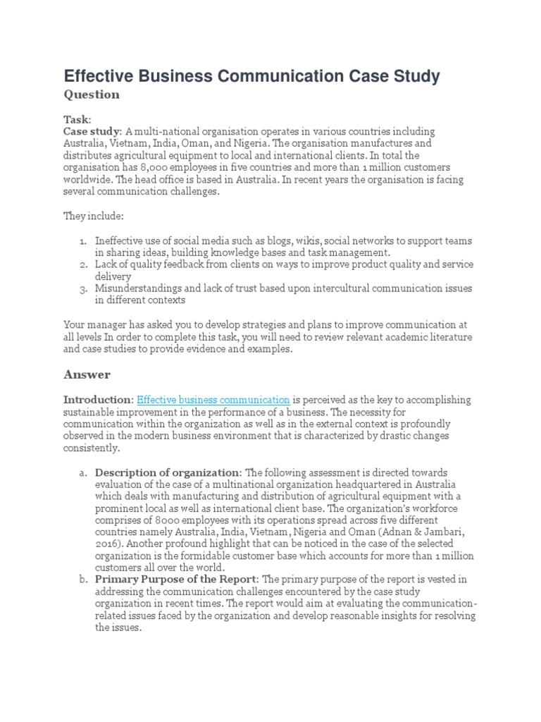 Effective Business Communication Case Study PDF | PDF | Social Media | Popular Culture & Media ...