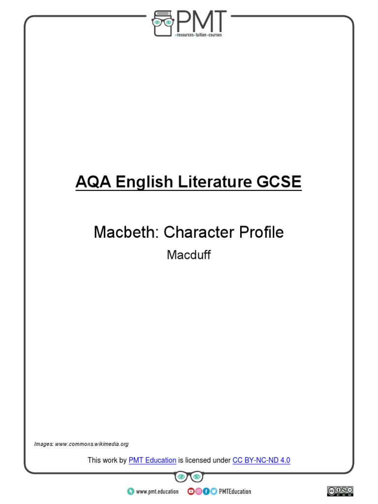 AQA English Literature GCSE: Macbeth: Character Profile | PDF | Macbeth