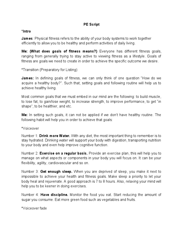 PE Script | Download Free PDF | Physical Fitness | Determinants Of Health