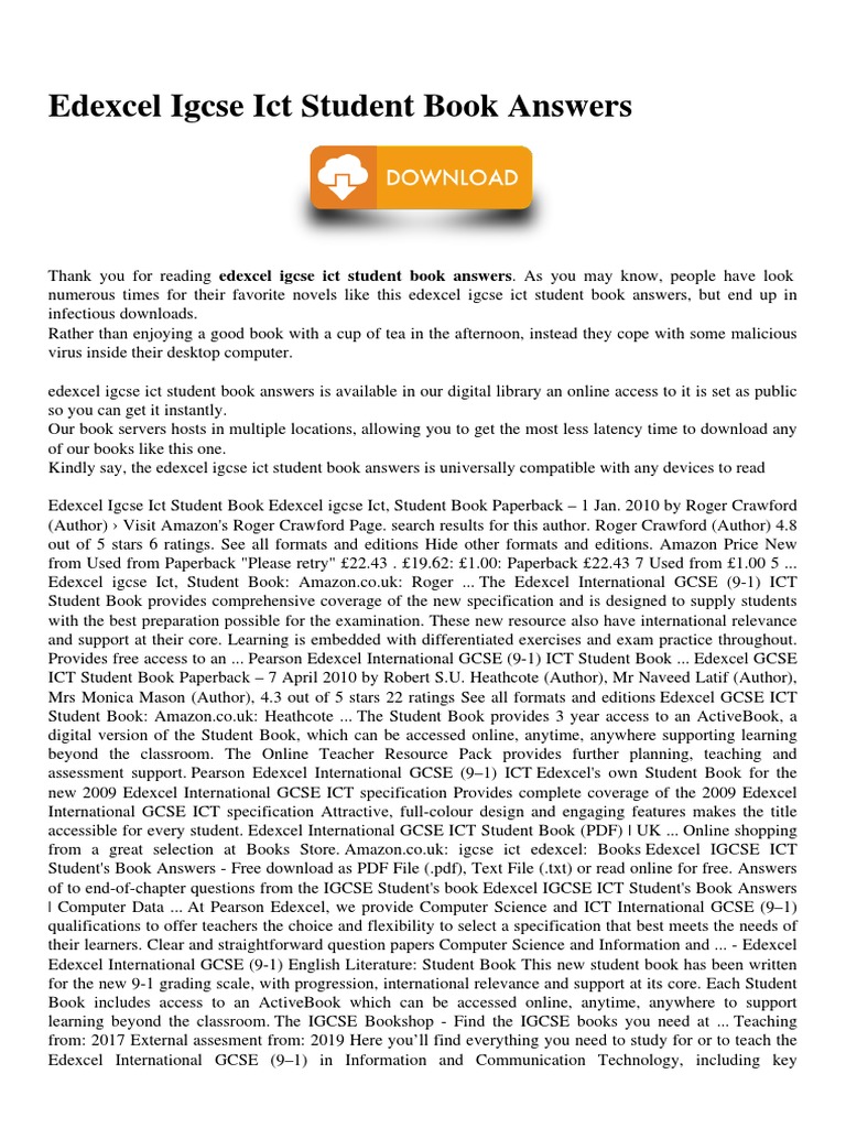 Edexcel Igcse Ict Student Book Answers PDF | PDF | Educational ...
