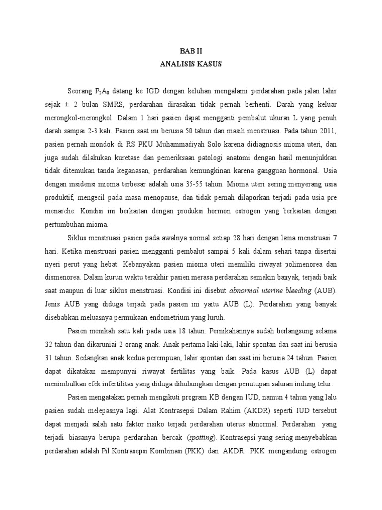 Contoh Analisa Kasus AUB (L) Doc | PDF