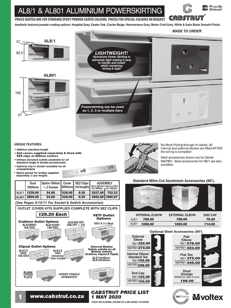 Cabstrut Power Skirting Price List 2025 | PDF | Electrical Wiring ...