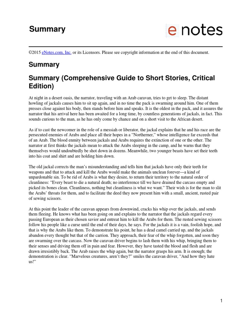 Summary (Comprehensive Guide To Short Stories, Critical Edition) | PDF