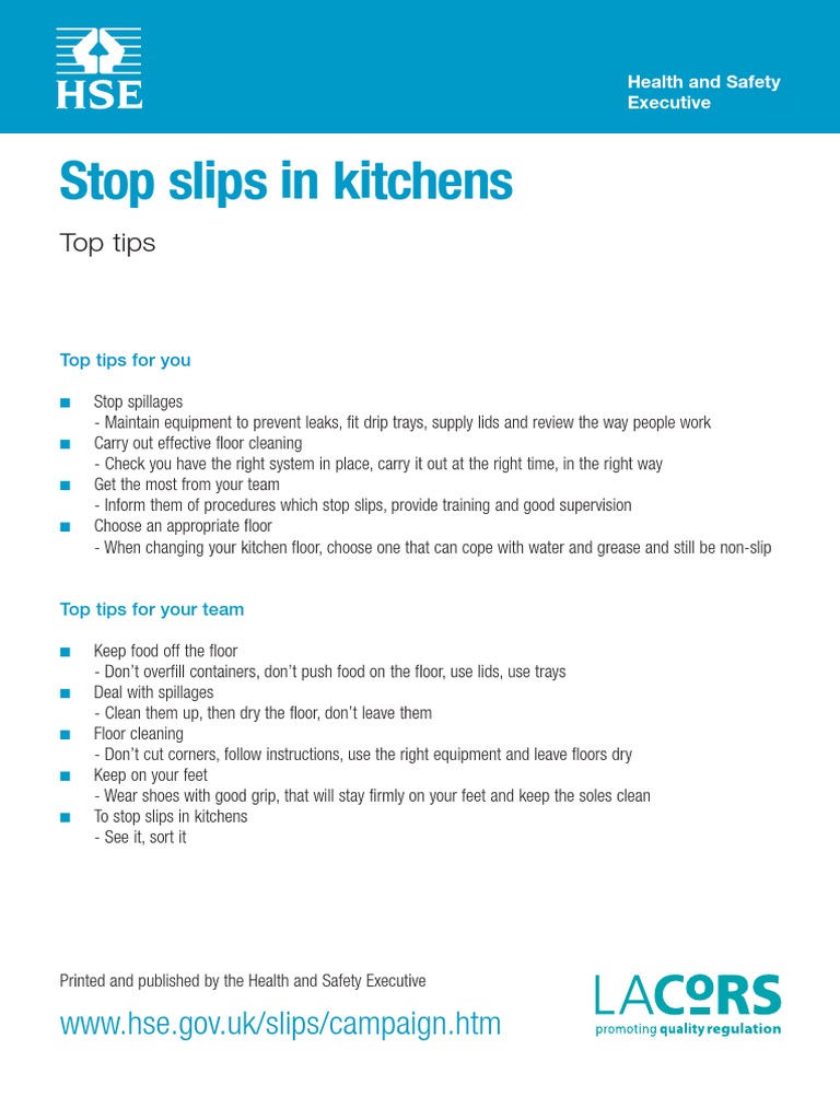 Stop Slips in Kitchens: Top Tips | PDF