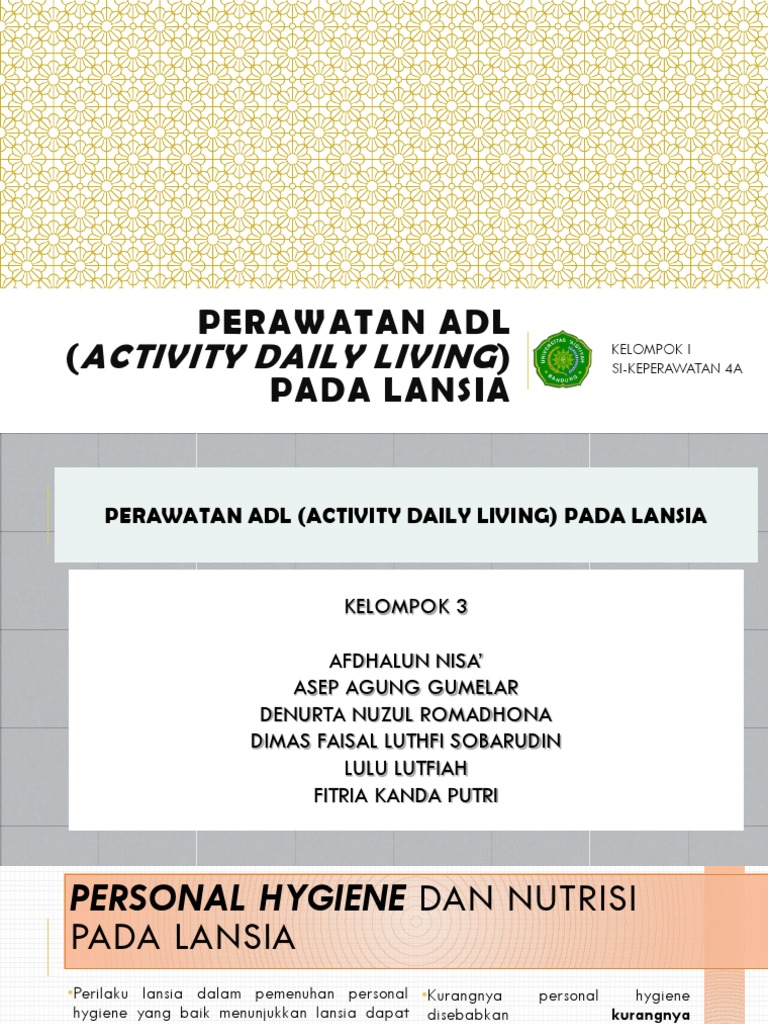 Perawatan Adl (Activity Daily Living) Pada Lansia | PDF
