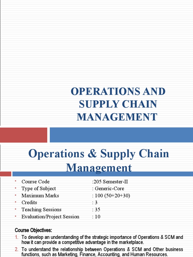 Operations and Supply Chain Management | PDF | Supply Chain Management ...