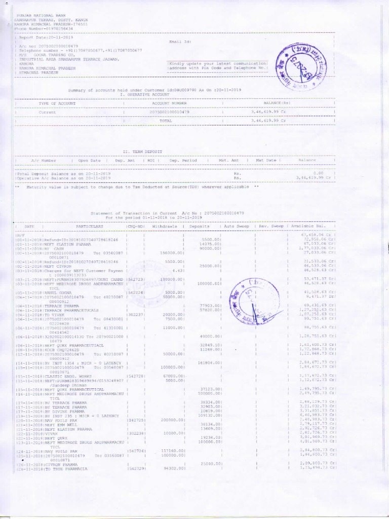 Current Account Statement | PDF