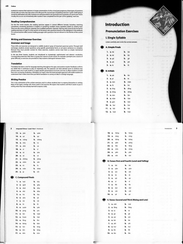 Integrated Chinese Level 1 Part 1 Workbook 6-8 Audio 1-7 | PDF