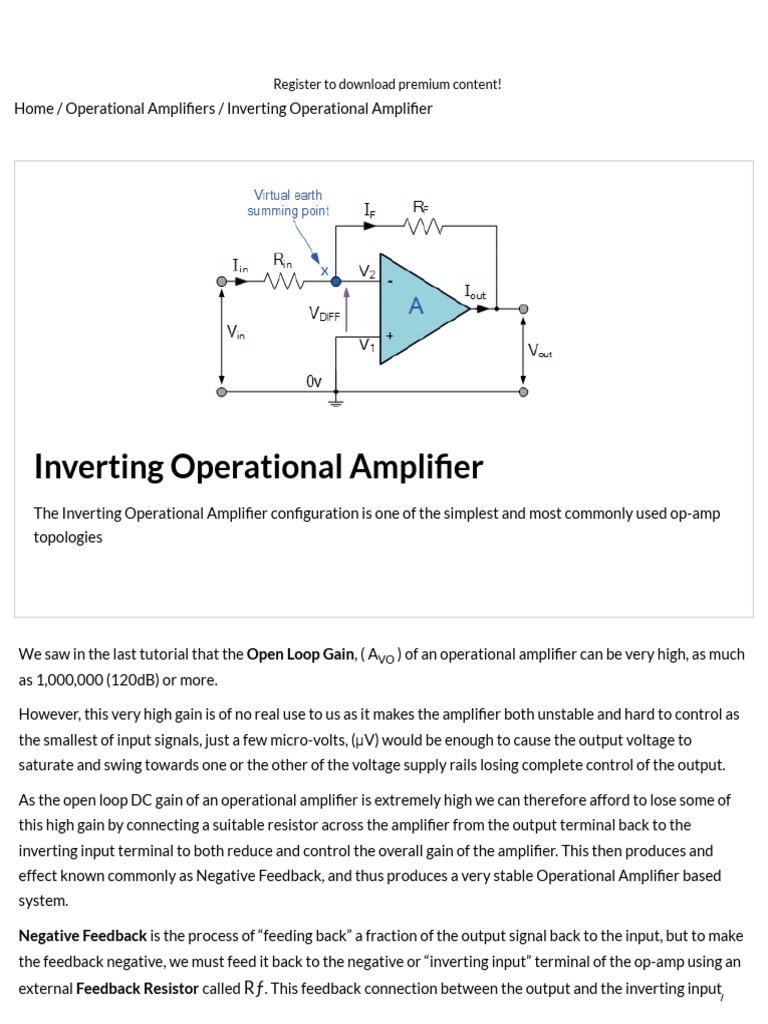 Inverting Operational Amplifier - The Inverting Op-Amp PDF | PDF ...