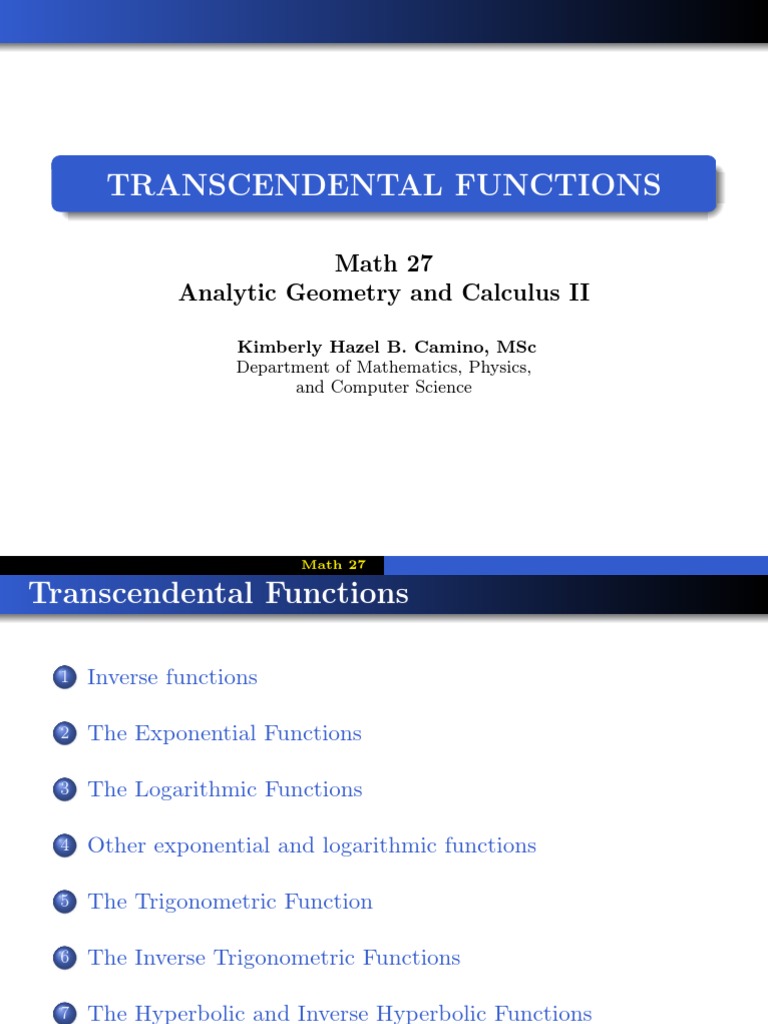 1 Transcendental Functions3 | PDF | Trigonometric Functions ...