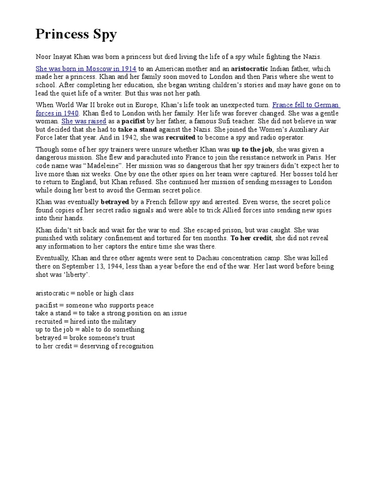 Princess Spy: She Was Born in Moscow in 1914 | PDF