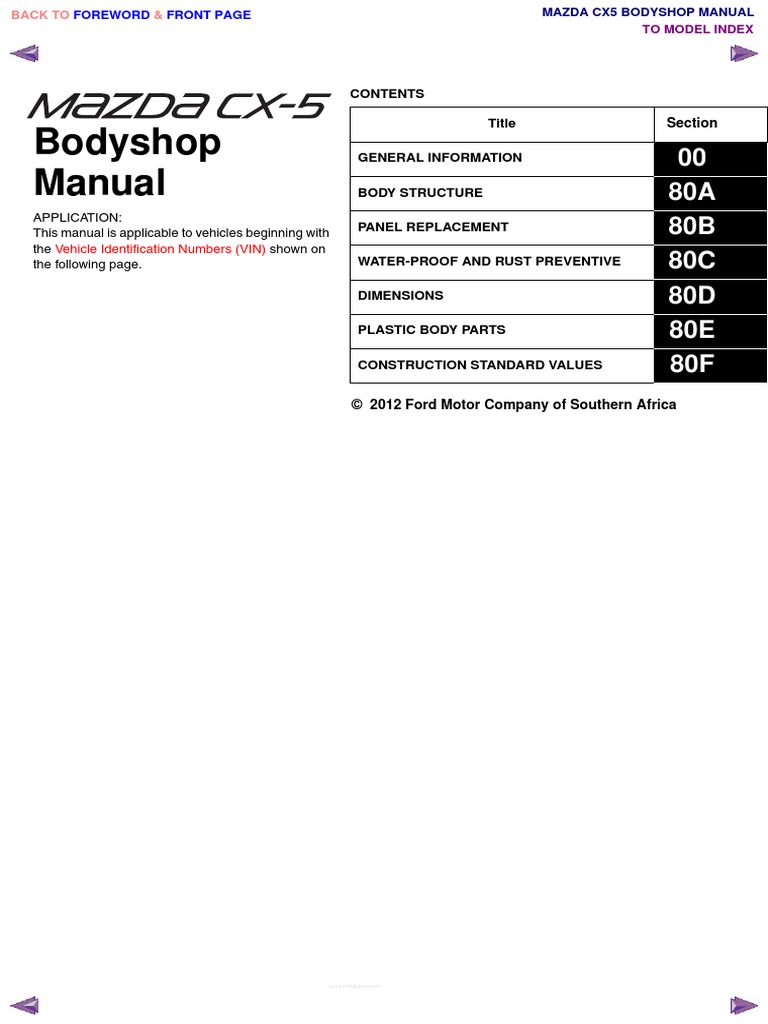 Bodyshop Manual: 00 00 80A 80B 80C 80D 80E 80F | PDF