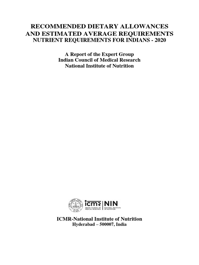 RDA 2020 - Detailed Document | PDF | Human Nutrition | Nutrients