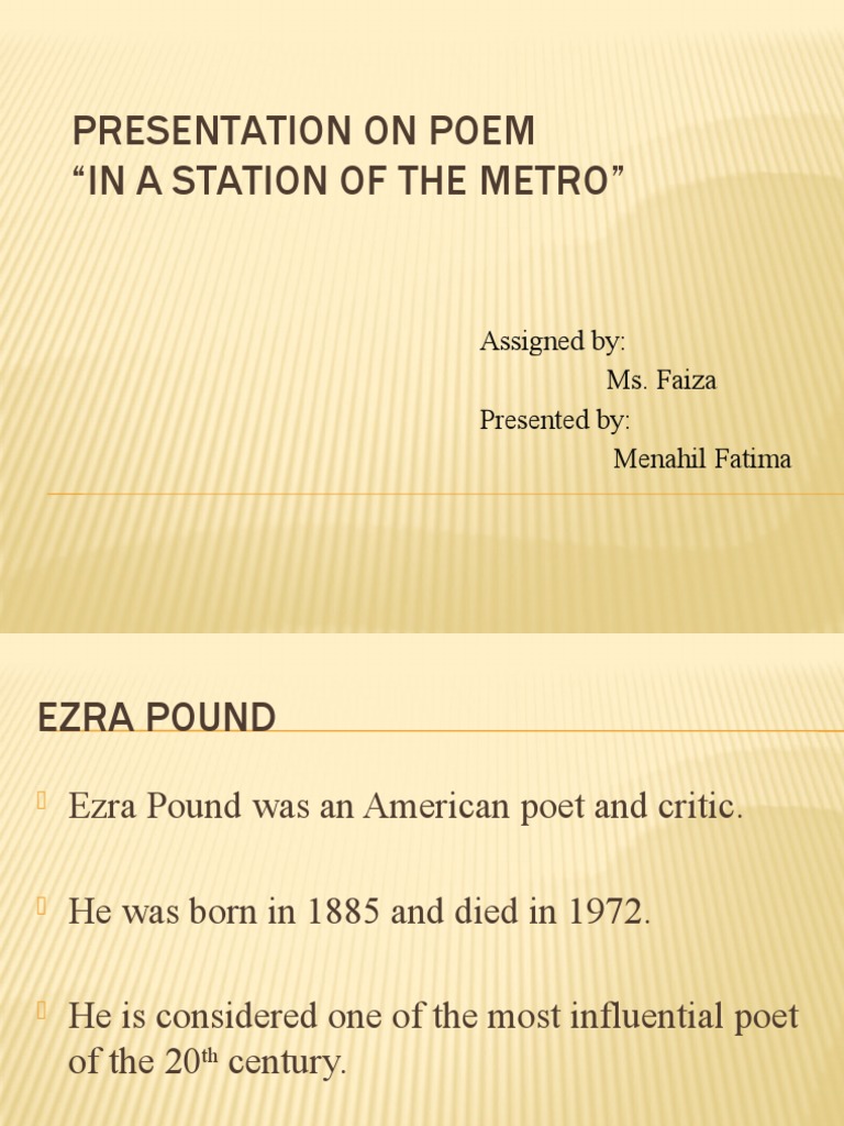 Ezra Pound's famous poem "In a Station of the Metro | PDF