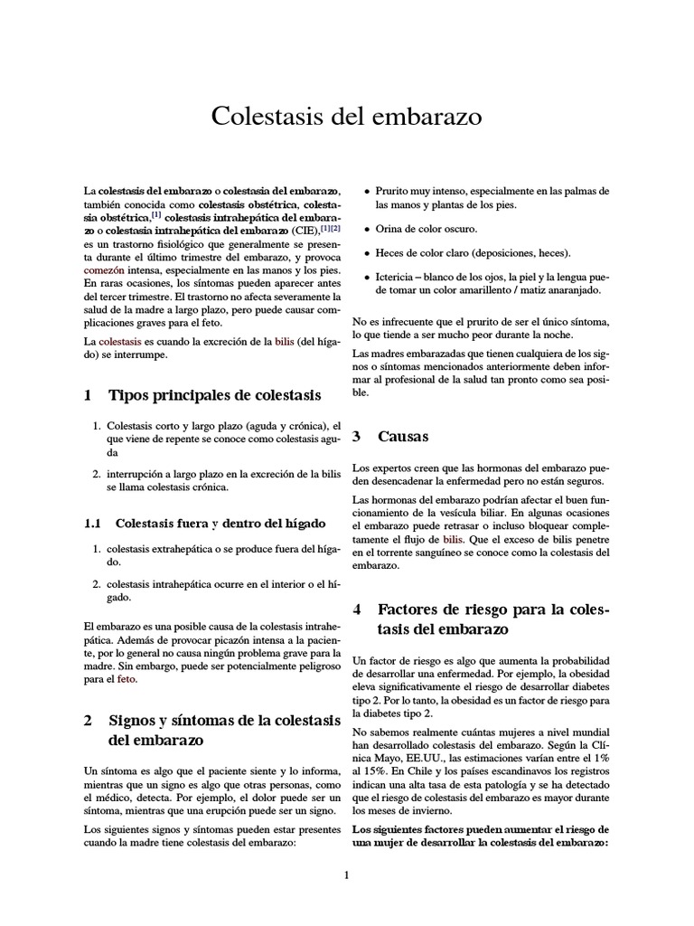Colestasis del Embarazo: Síntomas y Riesgos | PDF | El embarazo | Salud ...