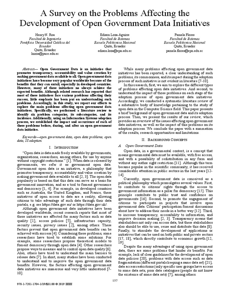 A Survey On The Problems Affecting The Development of Open Government ...