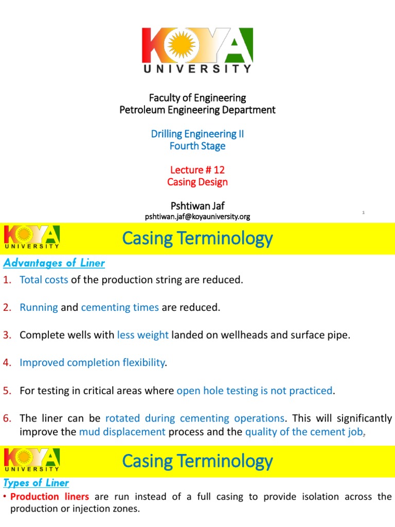 An Overview of Liner Types, Casing Design Considerations, and Rig-Site ...