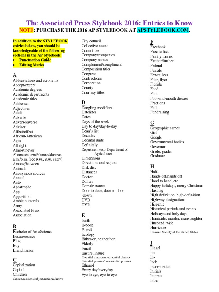 AP-StyleGuide NEW2016 PDF | PDF | Syntax | Grammar