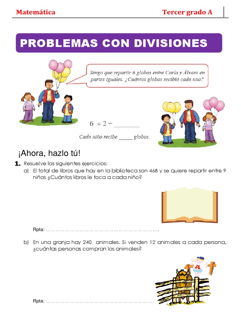 Ejercicios De Divisiones Faciles 3er Grado