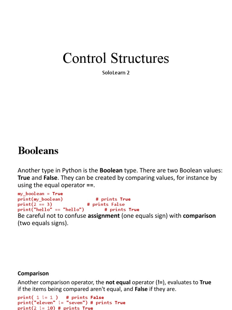 2 Python Control Structures | PDF | Control Flow | Boolean Data Type
