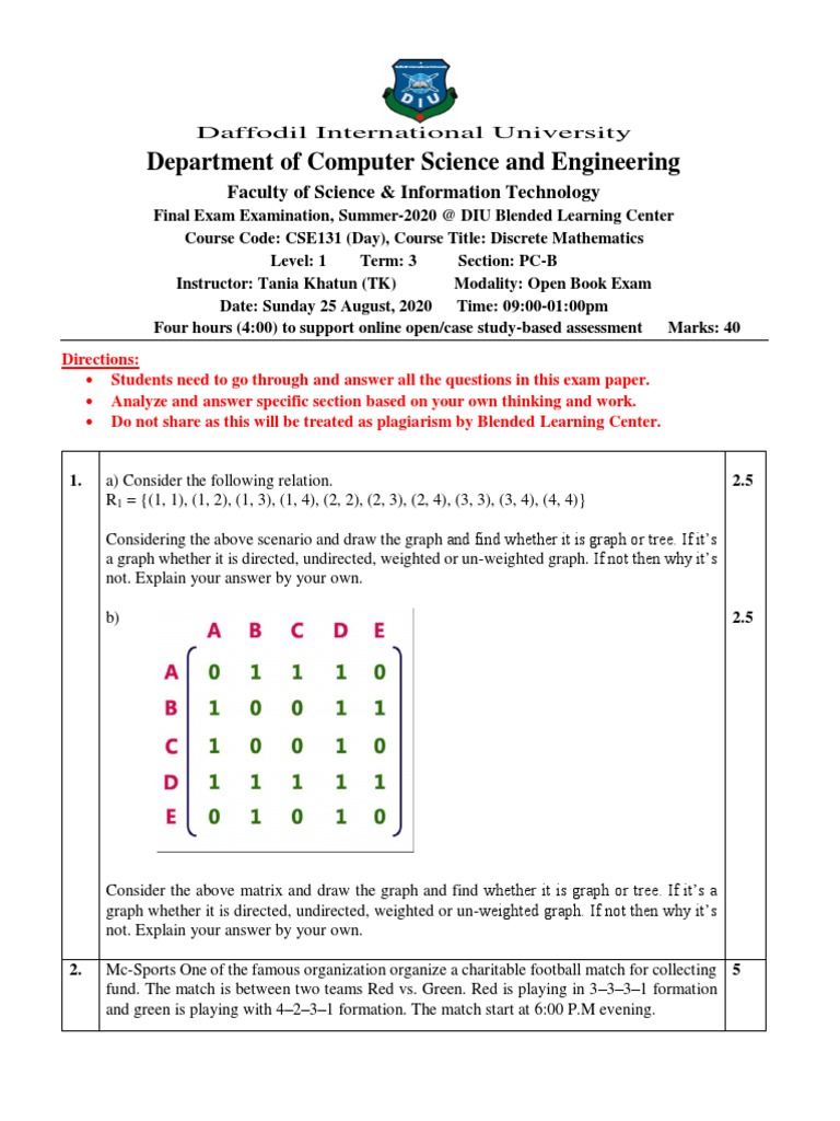 CSE131 - Summer 2020 - Final Exam | PDF | Defender (Association ...
