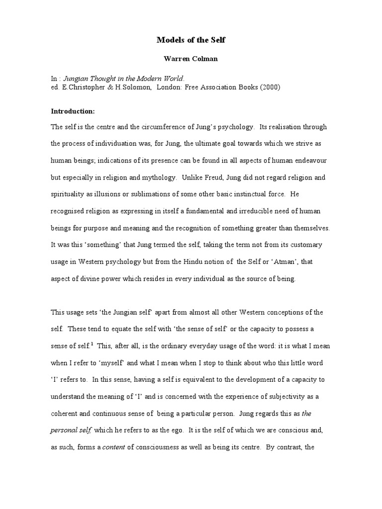 Models of The Self in Jungian Psychology | PDF | Self | Carl Jung