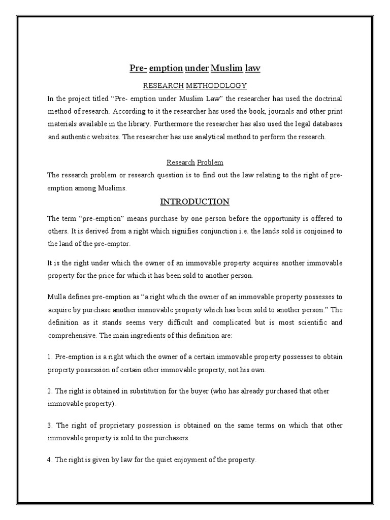 Pre-Emption Under Muslim Law | PDF | Social Institutions | Social Science