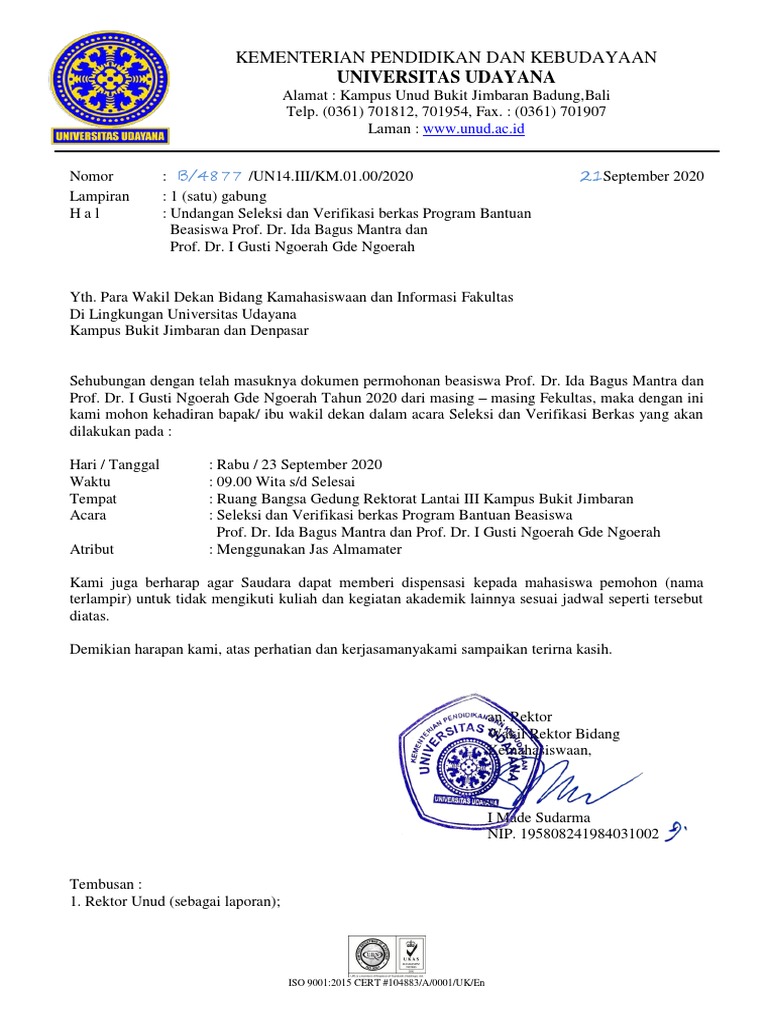 Surat Undangan Verifikasi wd3 | PDF