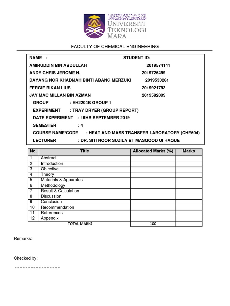 CHE504 Lab Report Drying | Download Free PDF | Humidity | Heat Transfer