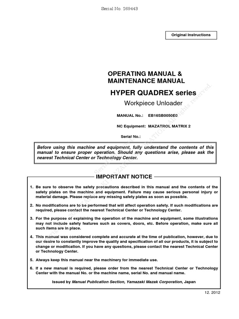 Hyper Quadrex Series: Operating Manual & Maintenance Manual | PDF ...