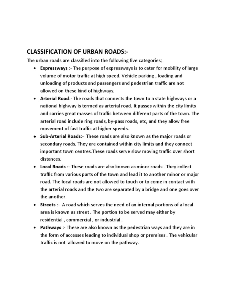 Classification of Urban Roads | PDF | Traffic | Road