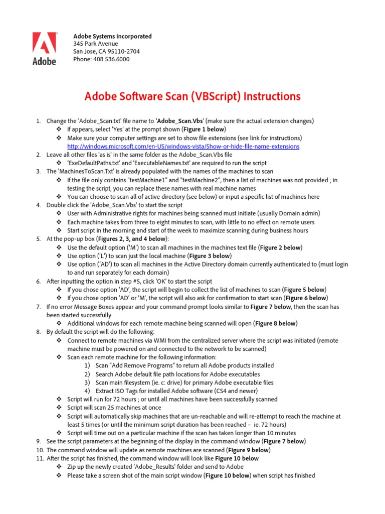 Adobe Software Scan VBScript Instructions | PDF | Scripting Language | Computer File