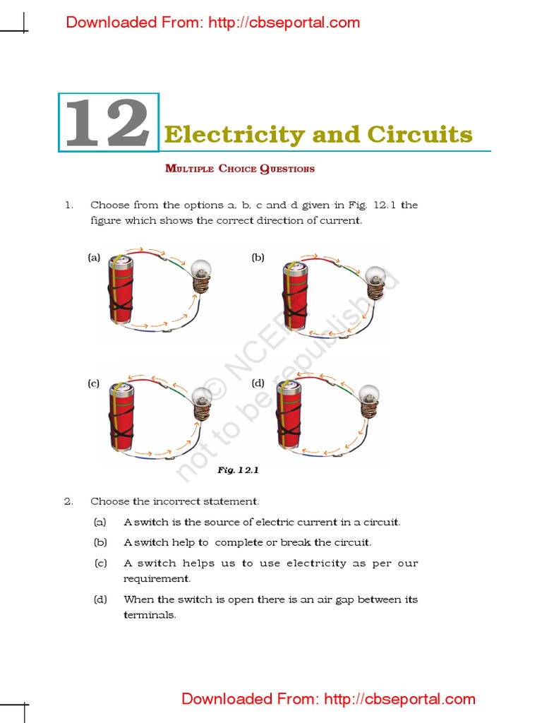 NCERT Exemplar Problems From Class 6 Science Electricity and Circuits ...