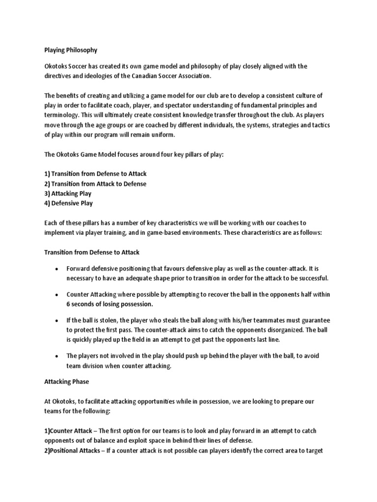 Playing Philosophy | PDF | Defender (Association Football) | Team Sports