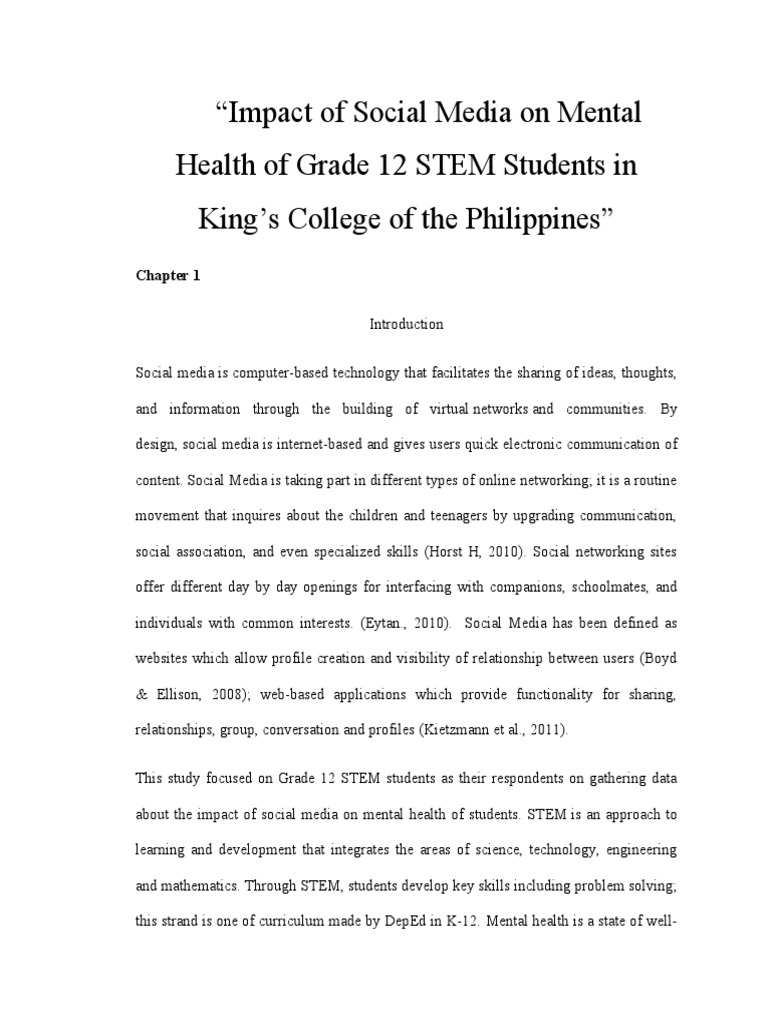 Social Media's Impact on STEM Students' Mental Health | PDF | Social ...