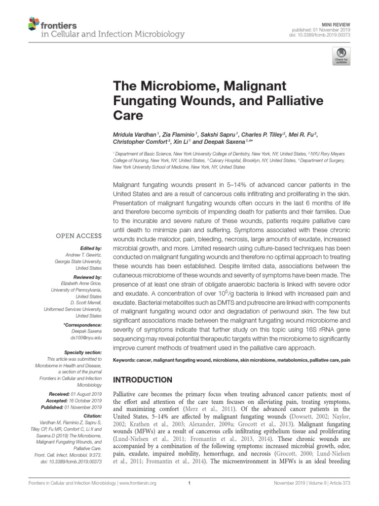 The Microbiome, Malignant Fungating Wounds, and Palliative Care | PDF ...