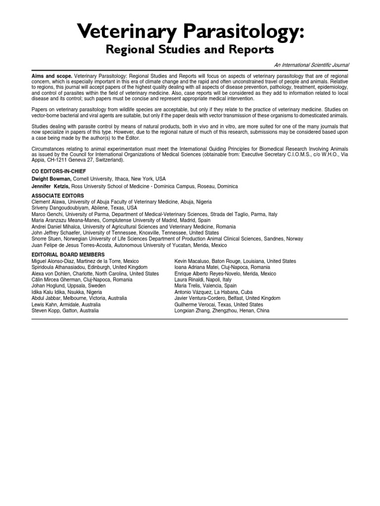 Veterinary Parasitology: Regional Studies and Reports - An ...